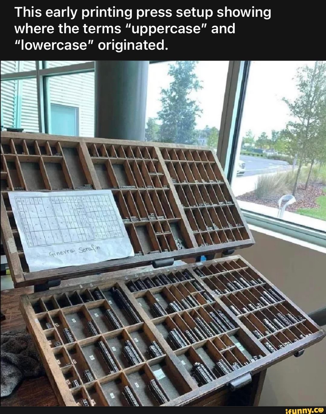 This early printing press setup showing where the terms "uppercase" and ...