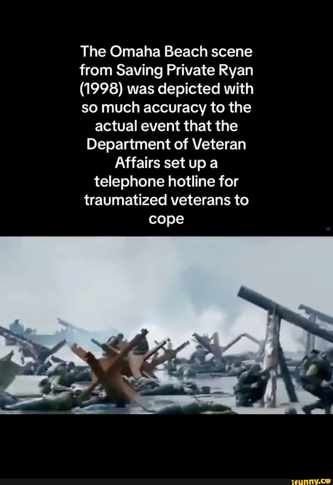 The Omaha Beach scene from Saving Private Ryan (1998) was depicted with ...