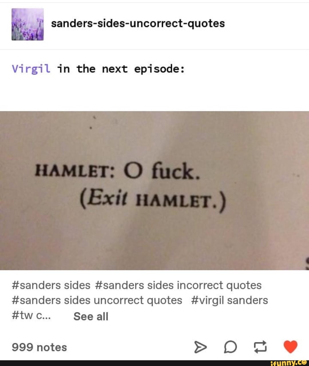 H sanders-sides-uncorrect-quotes V'i rg'i'L 'in the next episode: # ...