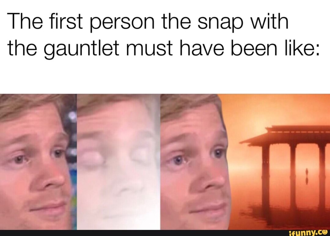 The first person the snap with the gauntlet must have been like: - iFunny