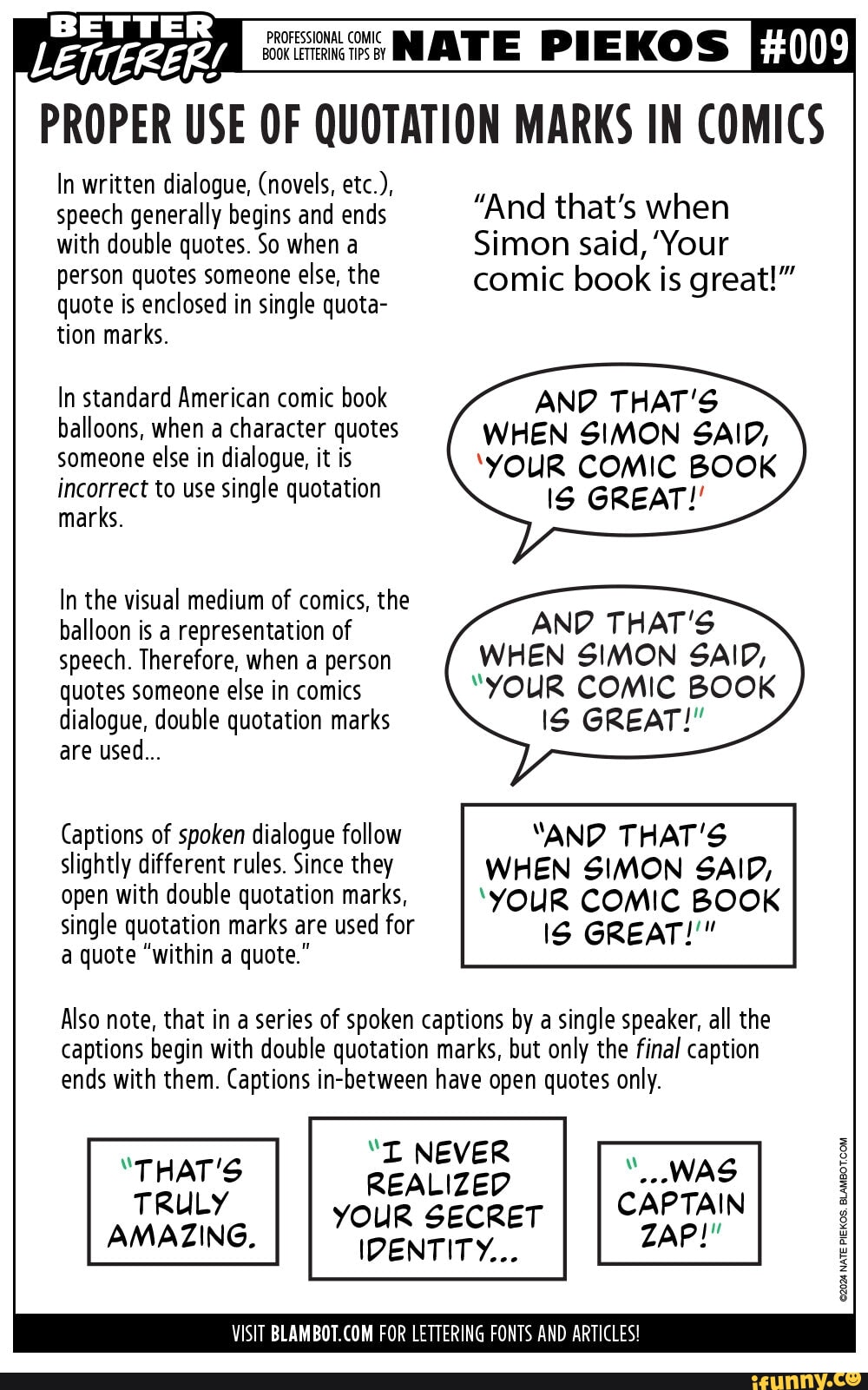 NATE PIEKOS #009 PROPER USE OF QUOTATION MARKS IN COMICS In written ...