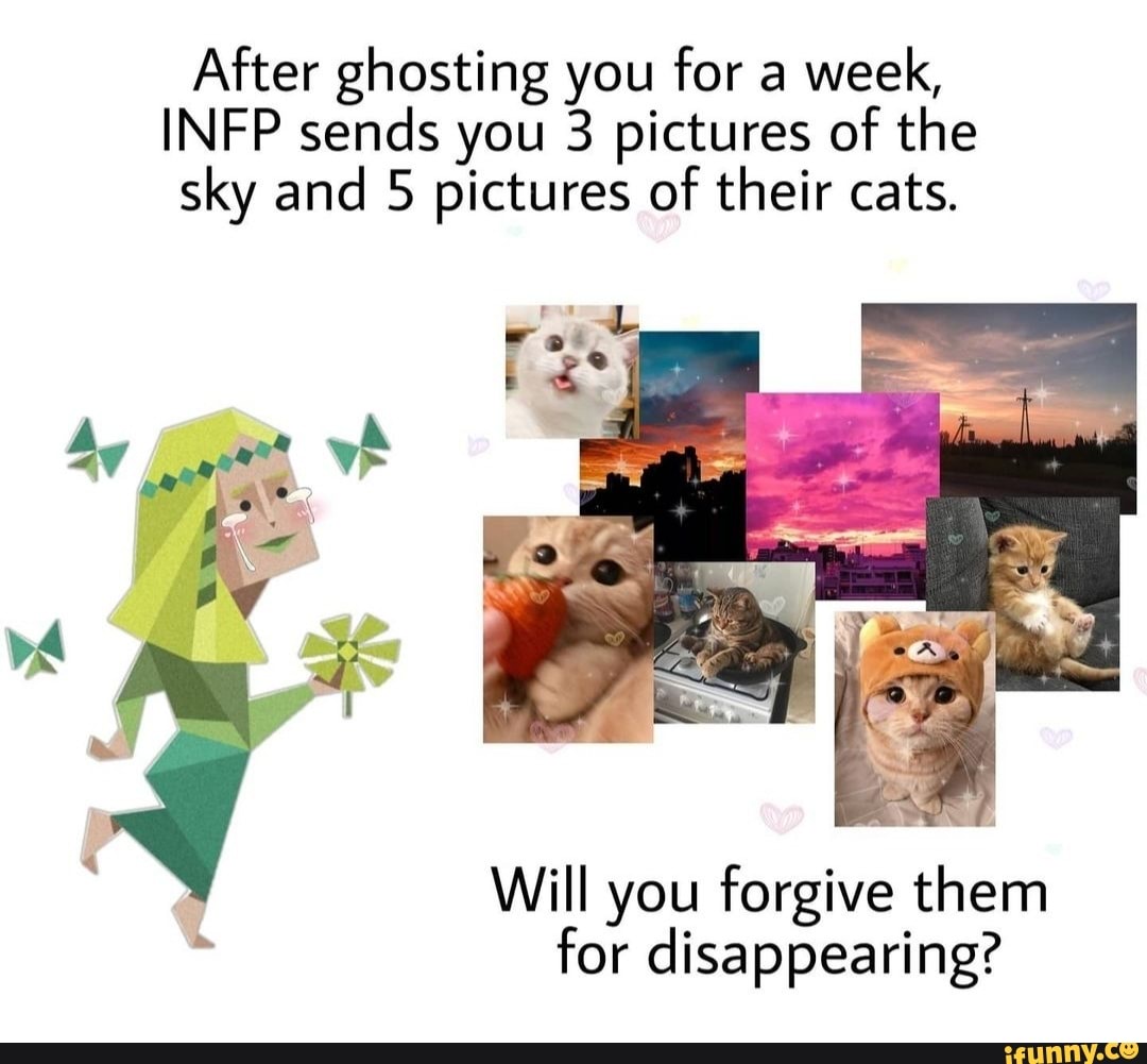After ghosting you for a week, INFP sends you 3 pictures of the sky and ...