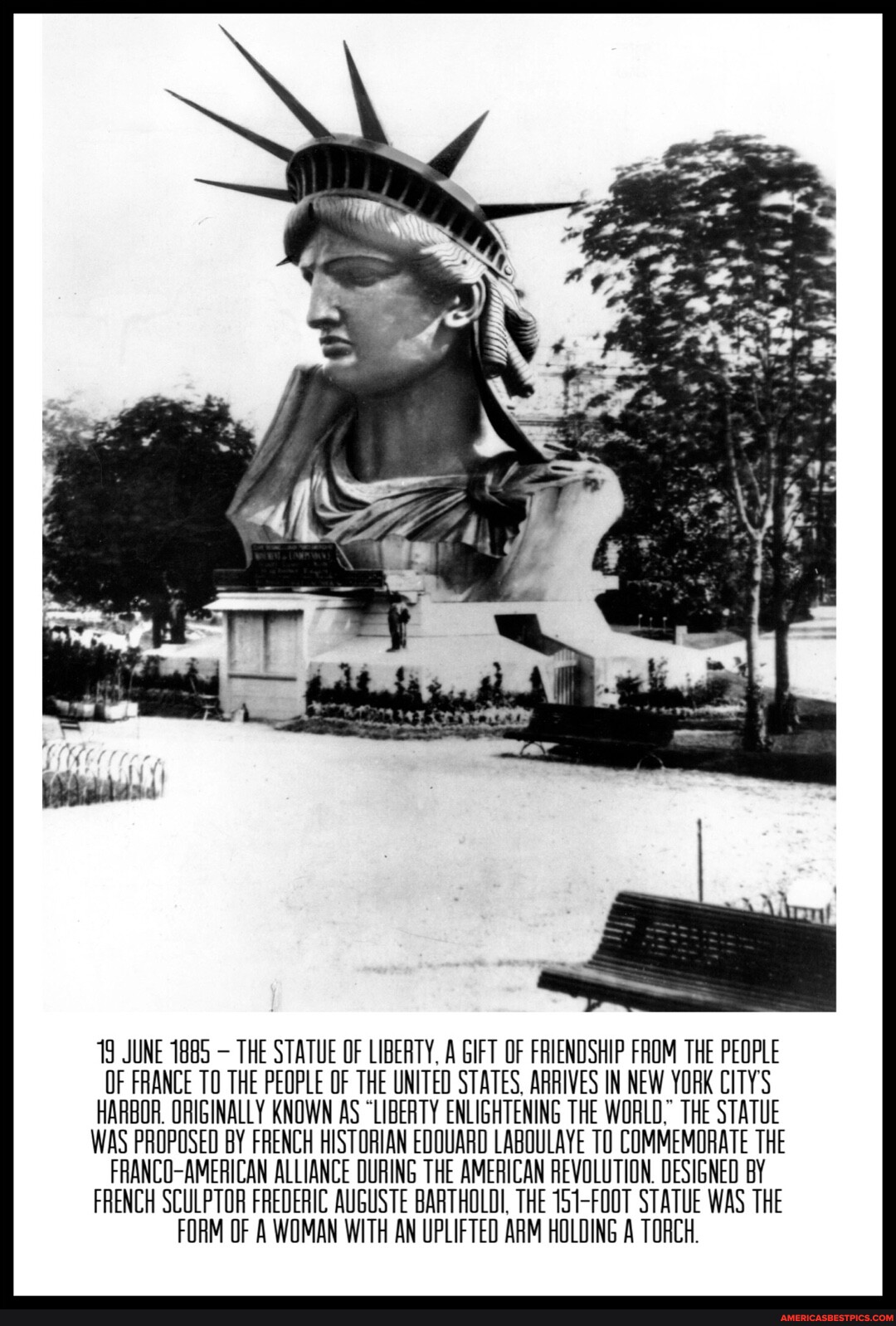 19 JUNE 1885 THE STATUE OF LIBERTY, A GIFT OF FRIENDSHIP FROM THE ...