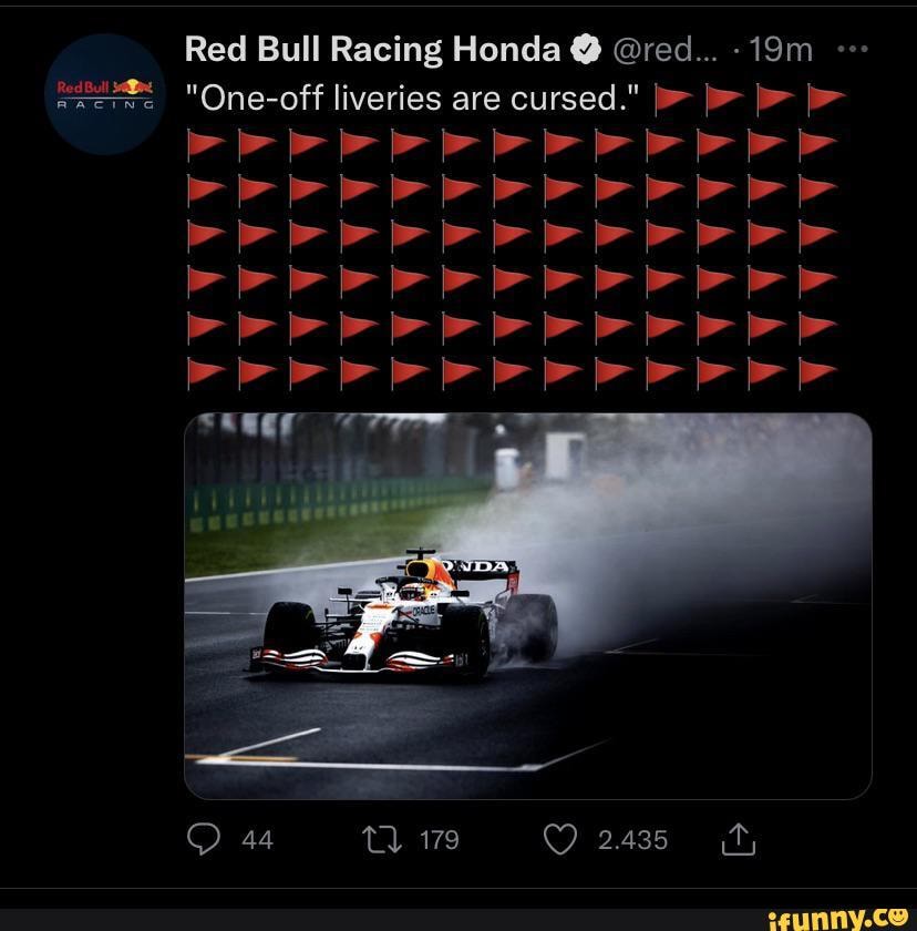 Red Bull Racing Honda @red... "One-off liveries are cursed." > VVVVVV ...