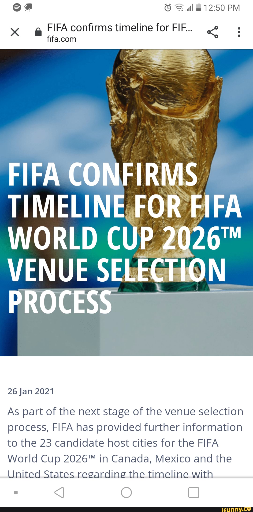 @ FIFA confirms timeline for FIE... FIFA CONFIRMS WORLD CUP VENUE ...
