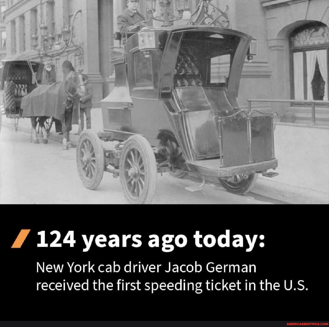 I 124 years ago today: New York cab driver Jacob German received the ...