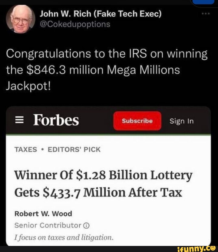 John W. Rich (Fake Tech Exec) Congratulations to the IRS on winning the ...
