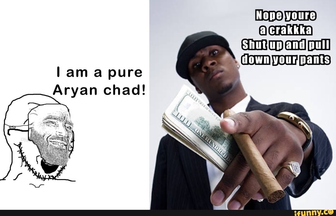Nope youre acrakkka Shutupandjpull, down am a pure Aryan chad! - iFunny