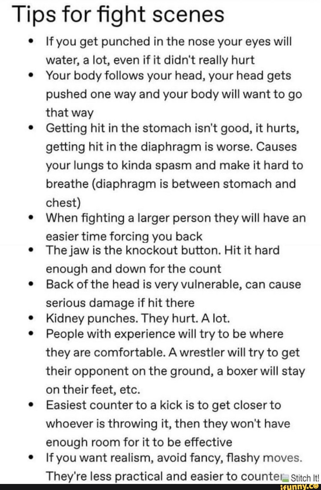 Tips for fight scenes If you get punched in the nose your eyes will ...