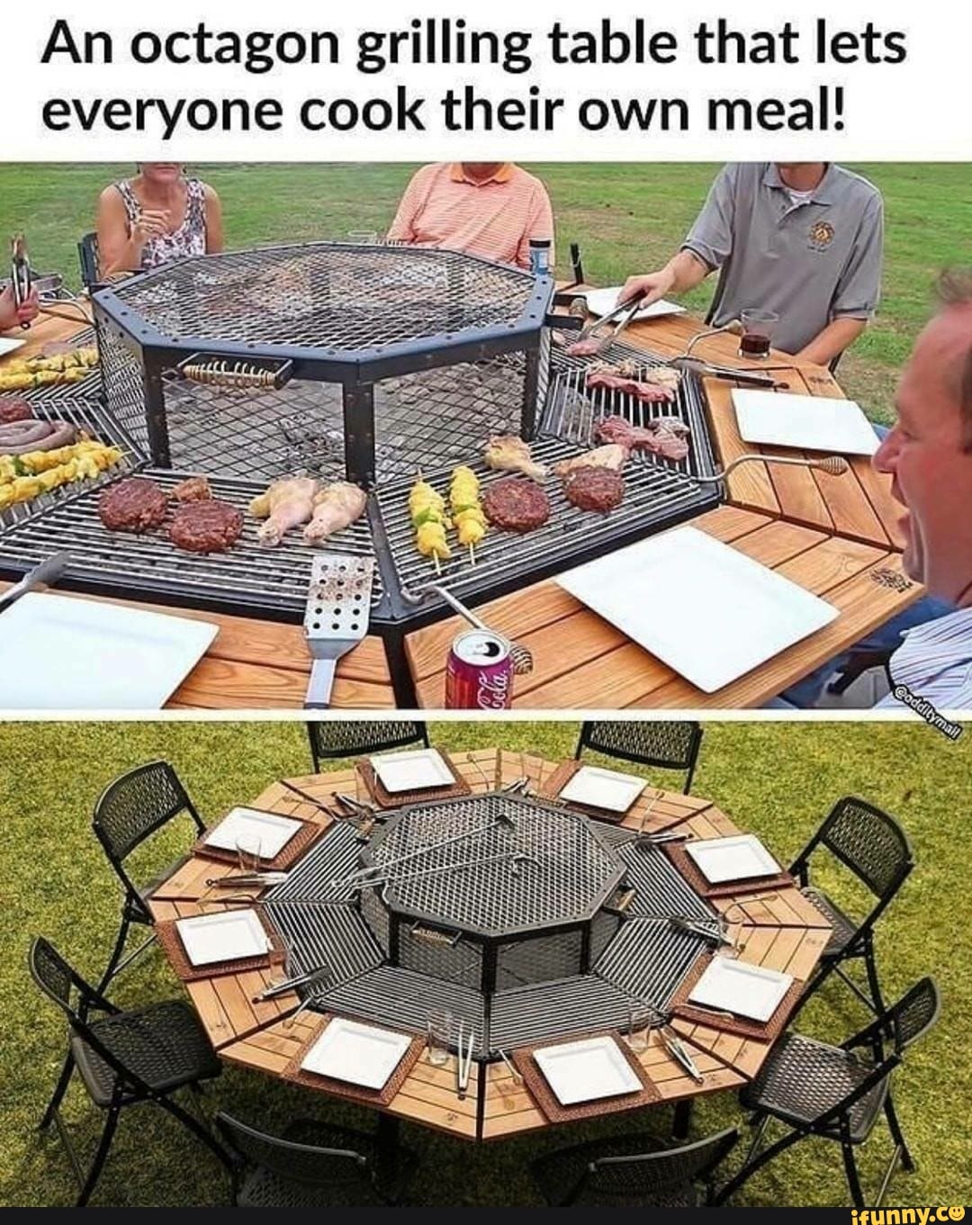 An octagon grilling table that lets everyone cook their own meal! - iFunny