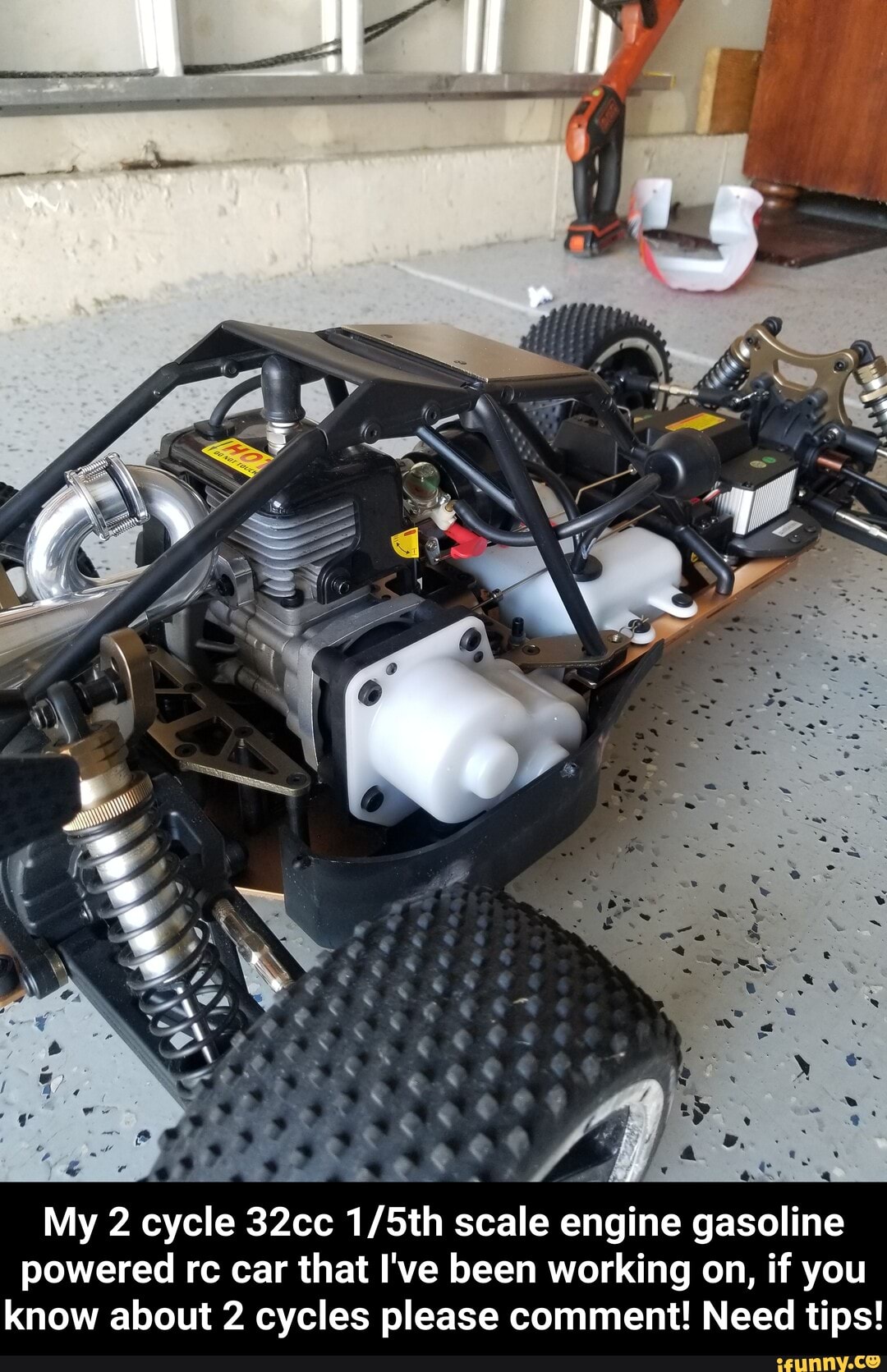 My 2 cycle 32cc 1/5th scale engine gasoline powered rc car that I've ...