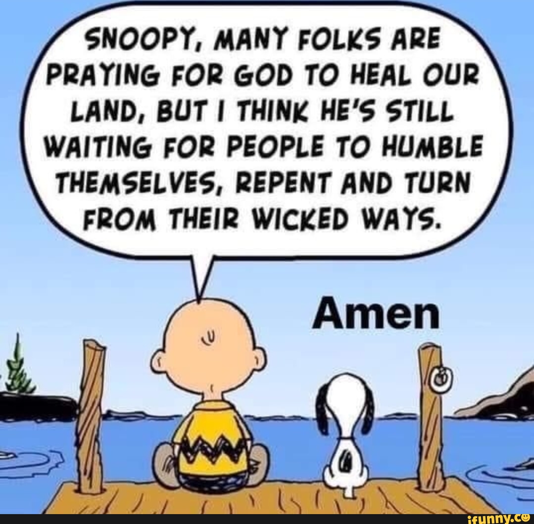 SNOOPY, MANY FOLKS ARE PRAYING FOR GOD TO HEAL OUR LAND, BUT I THINK HE ...