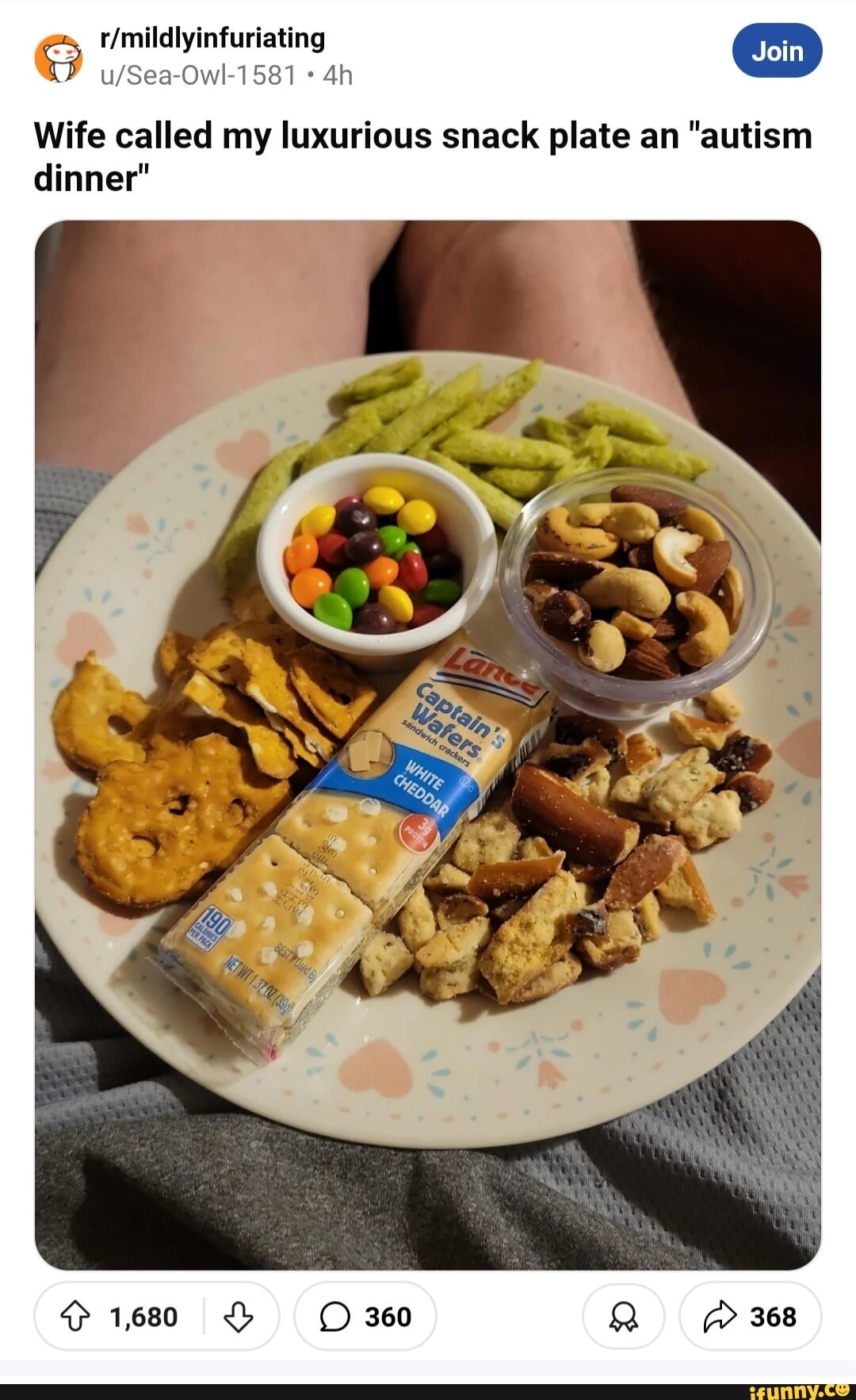 Join Sea Owl 1581 Wife called my luxurious snack plate an "autism ...