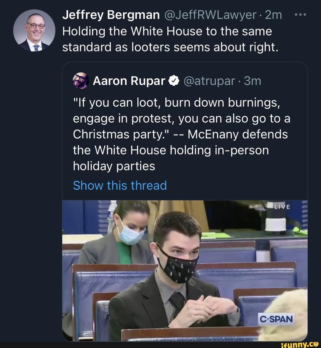 Jeffrey Bergman @JeffRWLawyer - I Holding the White House to the same ...