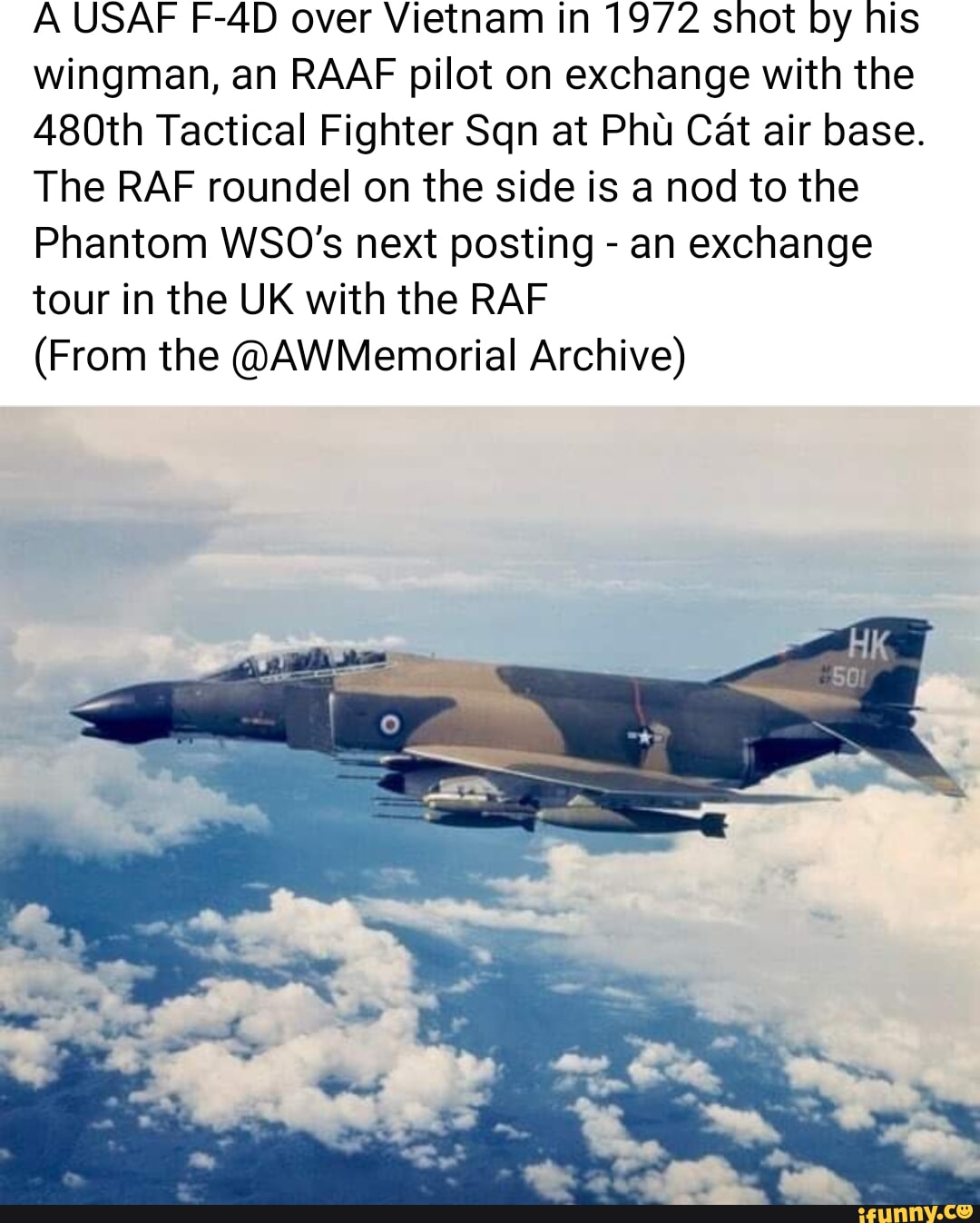 A USAF F-4D over Vietnam in 1972 shot by his wingman, an RAAF pilot on ...