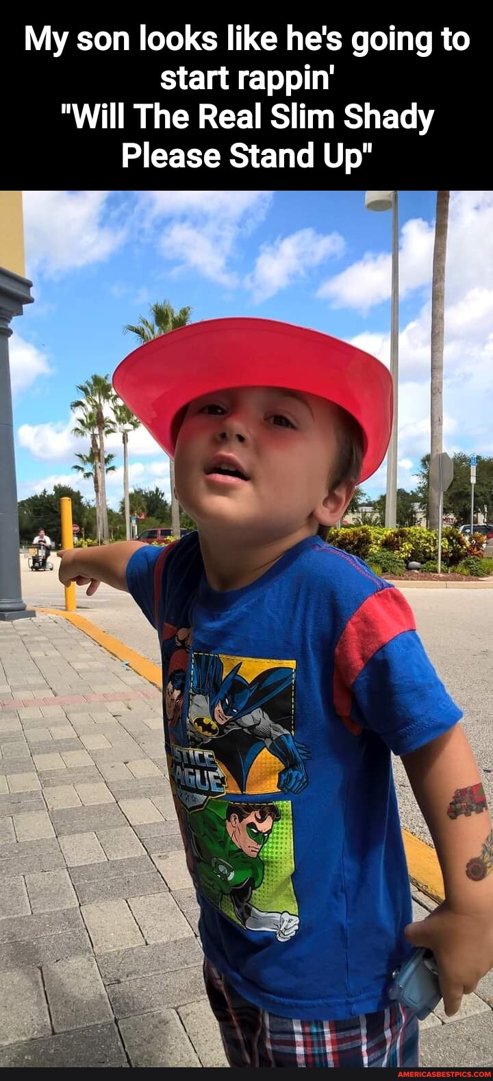 My son looks like he's going to start rappin' "Will The Real Slim Shady ...