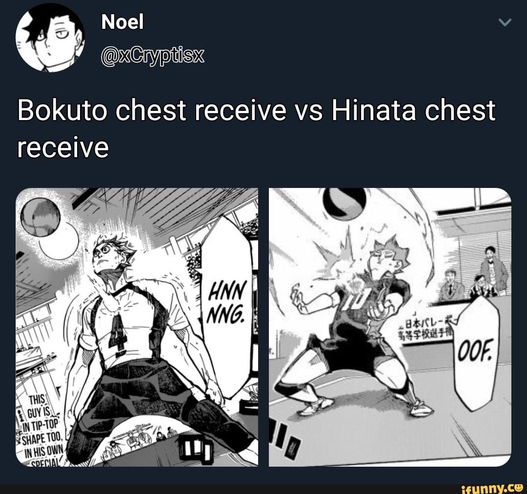 Bokuto chest receive vs Hinata chest receive - iFunny