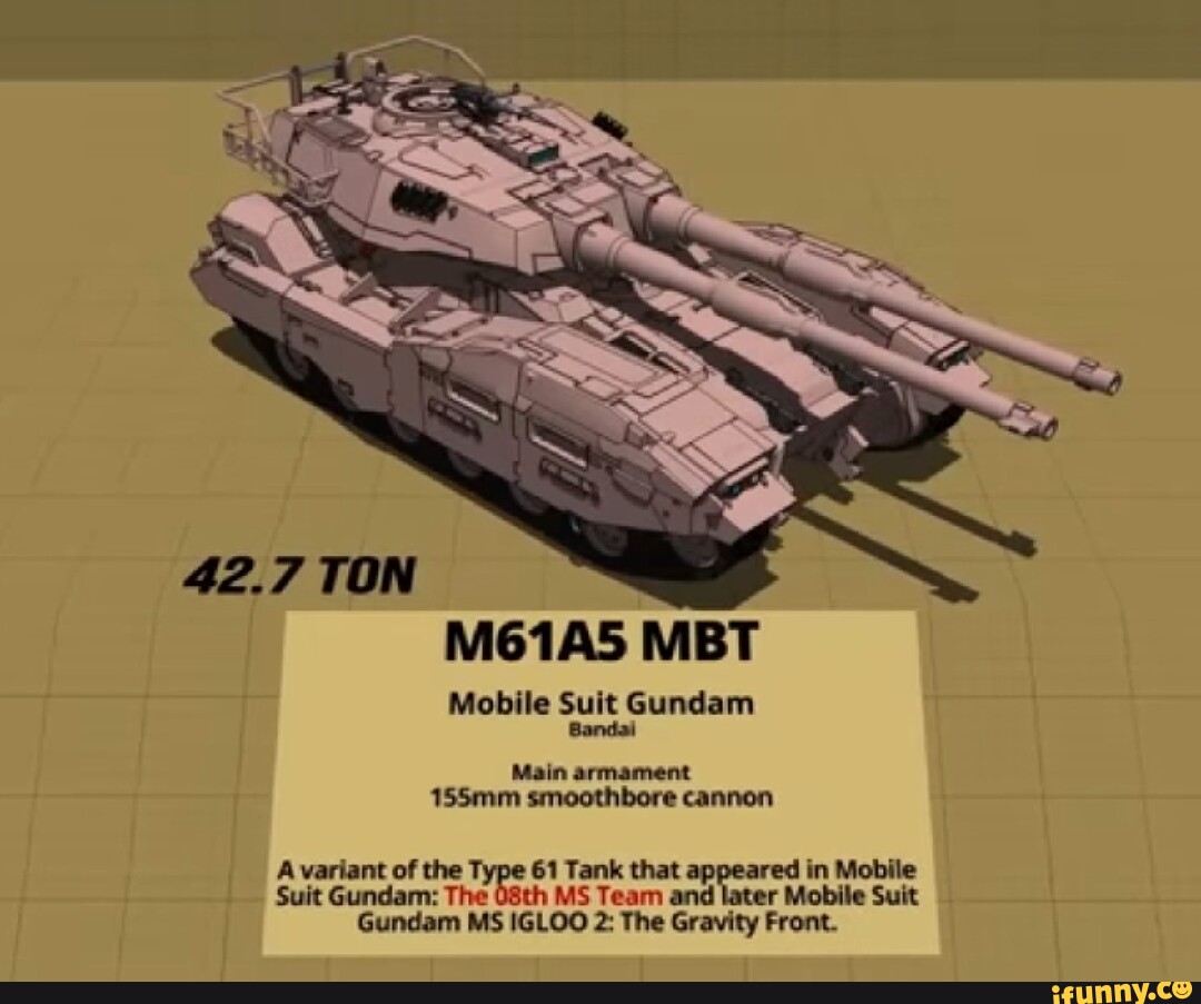 42.7 TON M61A5 MBT Mobile Suit Gundam Bandai Main armament 155mm ...