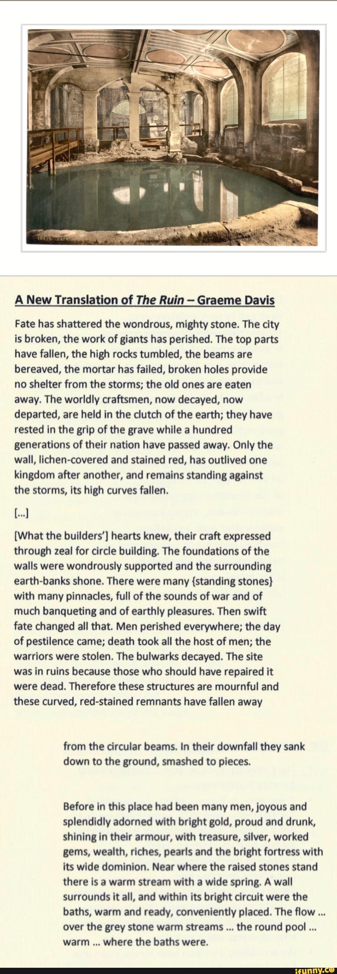 A New Translation of The Ruin - Graeme Davis Fate has shattered the ...