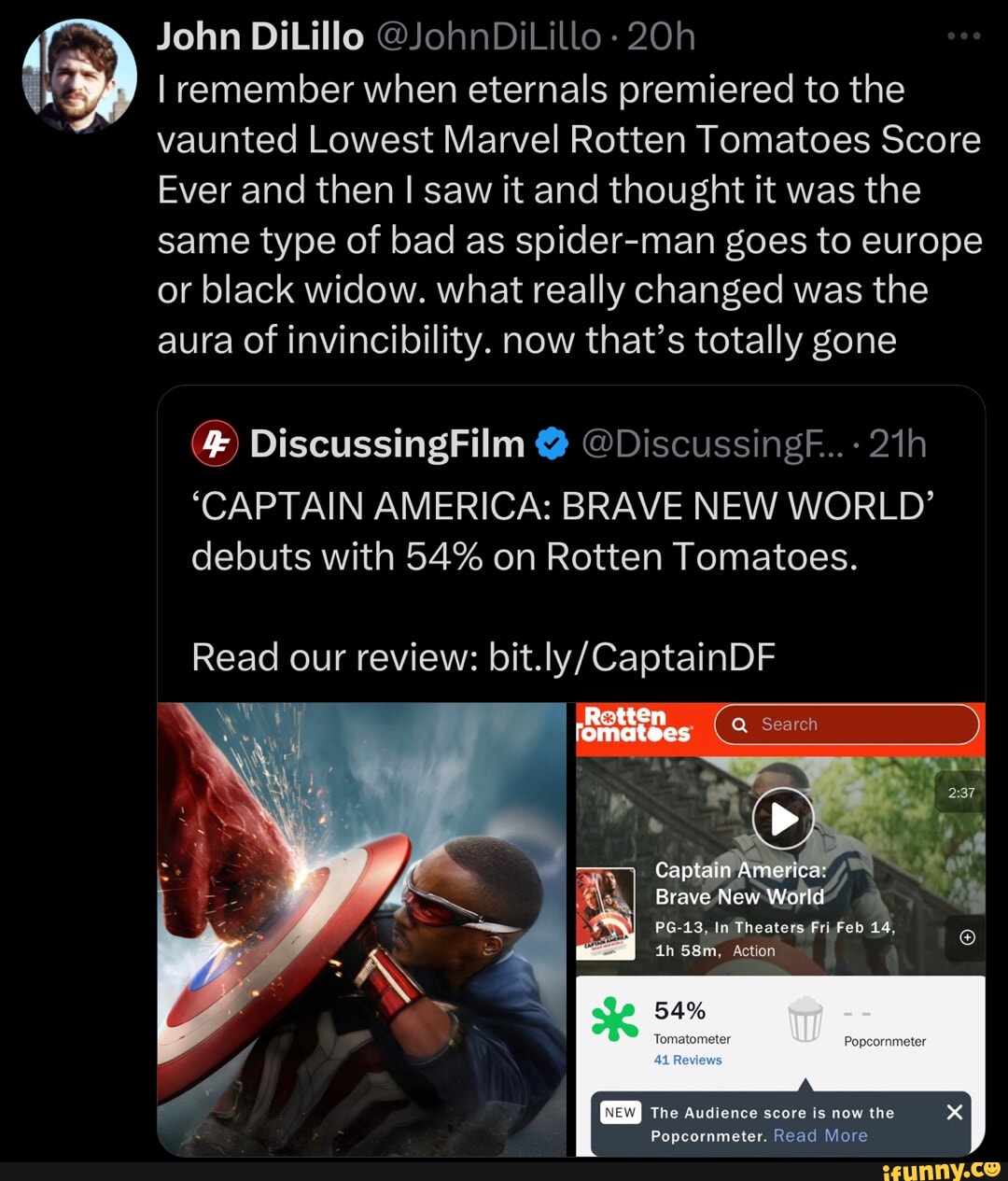 John DiLillo @JohnDiLillo I remember when eternals premiered to the ...