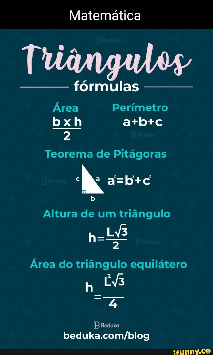 IM fórmulas Área Perímetro bxh 2 Teorema de Pitágoras Altura de um ...