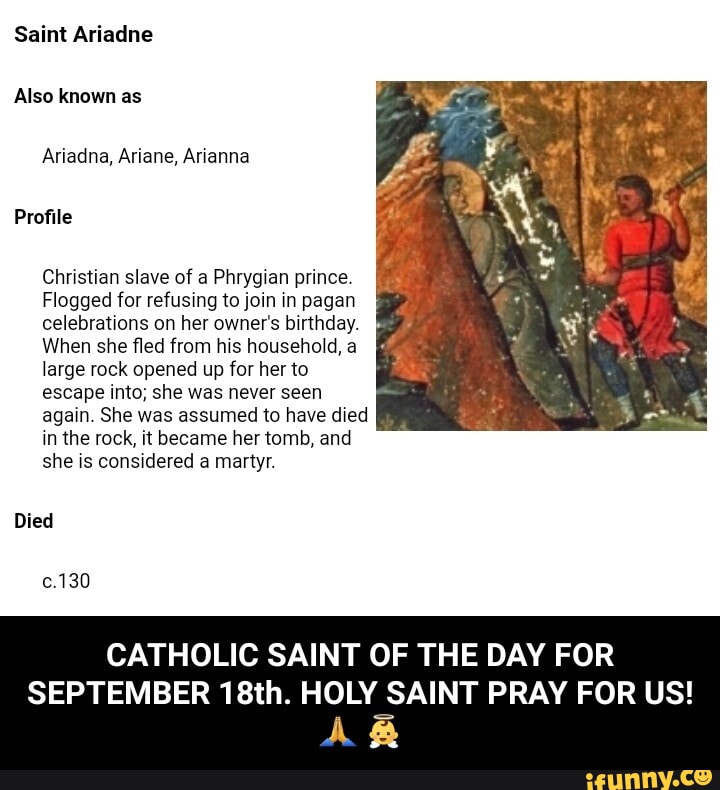 Saint Ariadne Also known as Anadna, Anane, Ananna Profile Christian ...