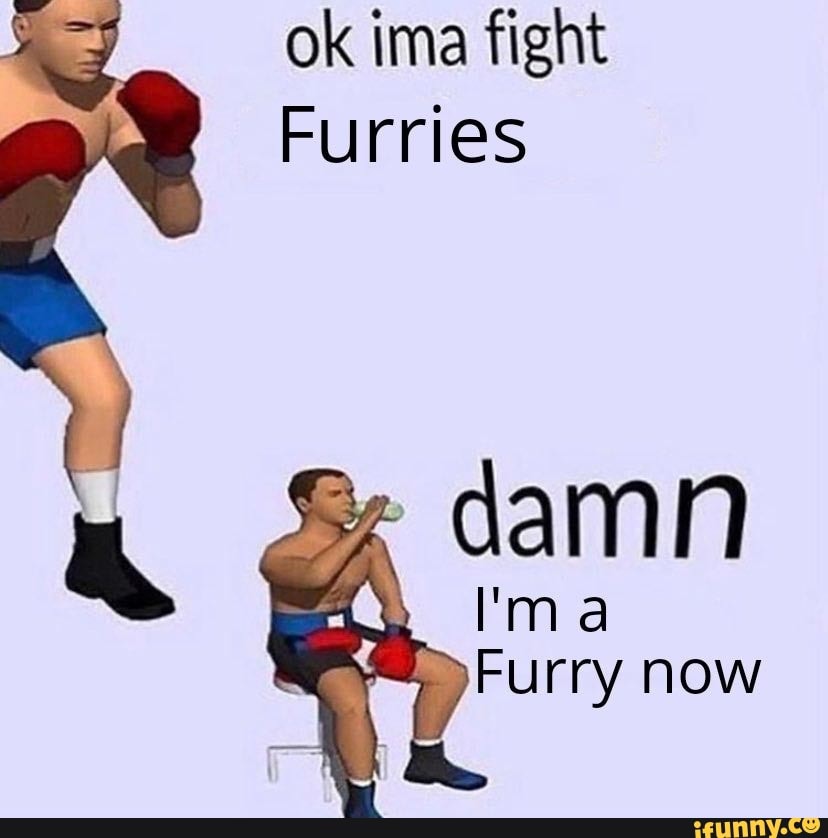 Ok ima fight Furries dam I'ma Furry now - iFunny