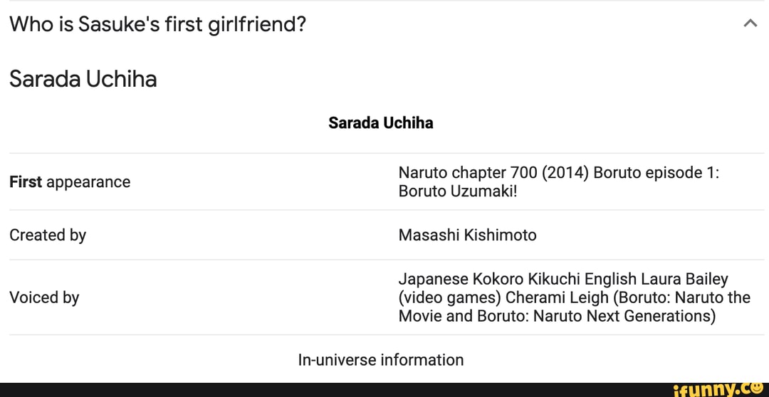 Who is Sasuke's first girlfriend? Sarada Uchiha Sarada Uchiha Naruto ...