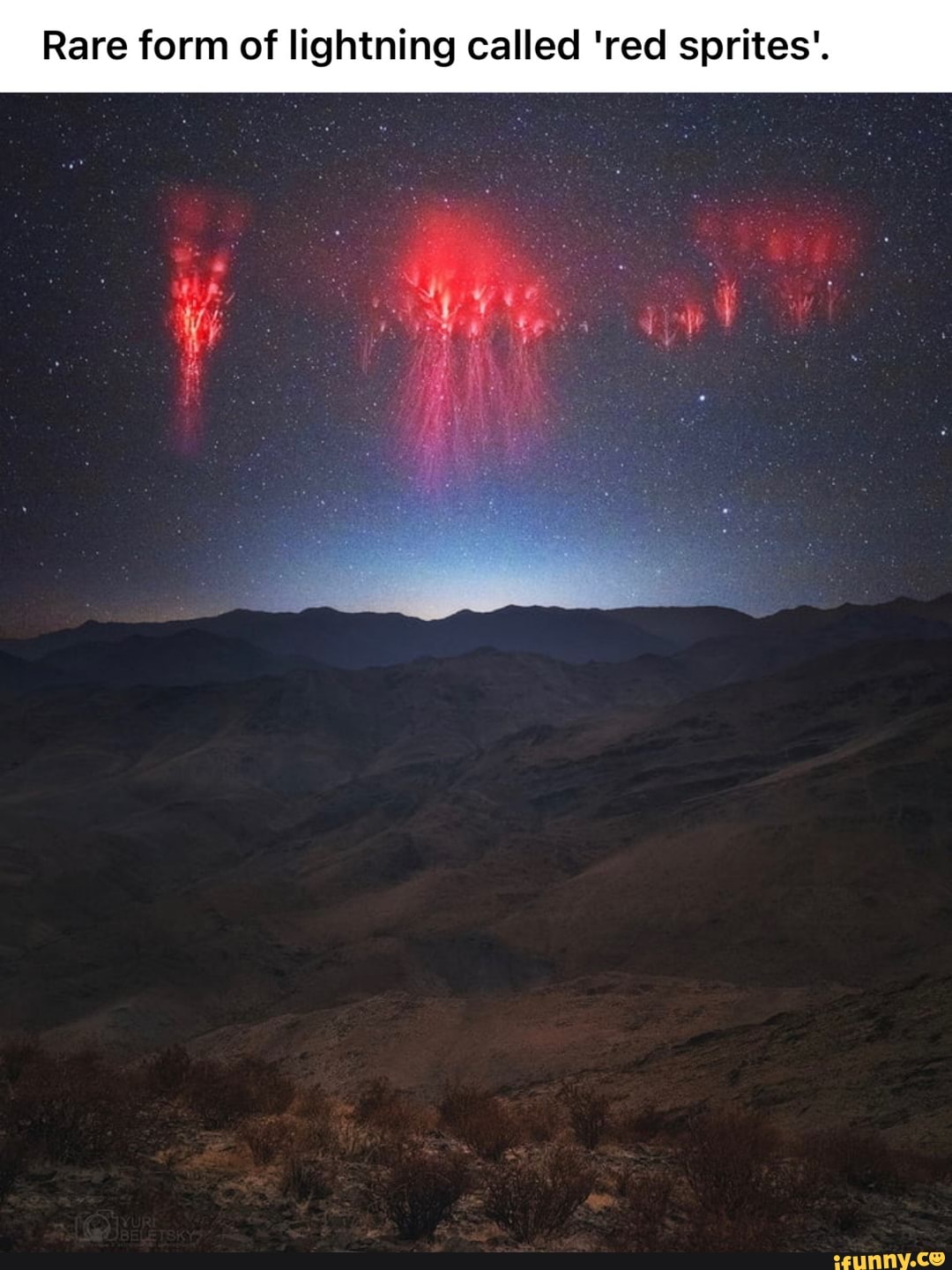 Rare form of lightning called 'red sprites'. - iFunny