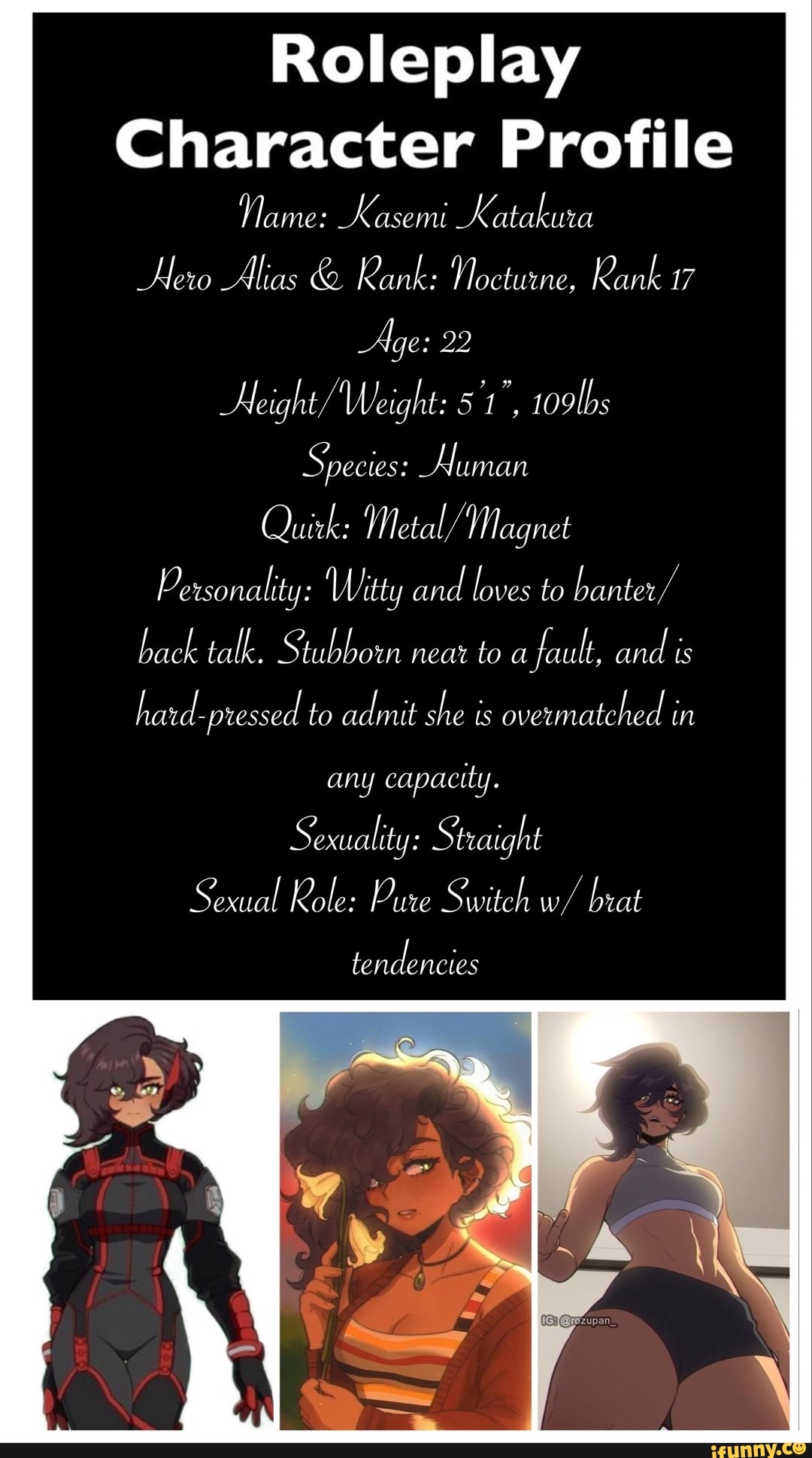 Roleplay Character Profile Name: Xasemi Xatakura Hero Alias & Rank ...