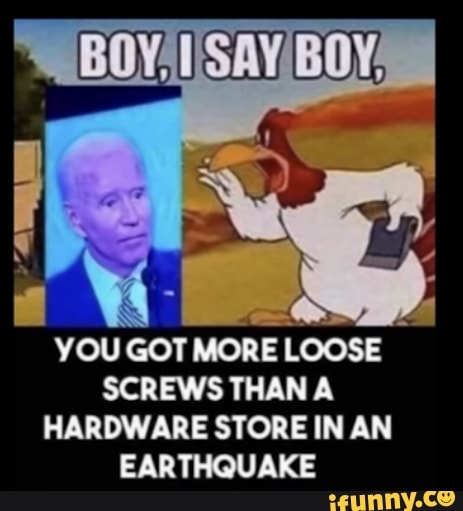 YOU GOT MORE LOOSE SCREWS THAN A HARDWARE STORE IN AN EARTHQUAKE - iFunny