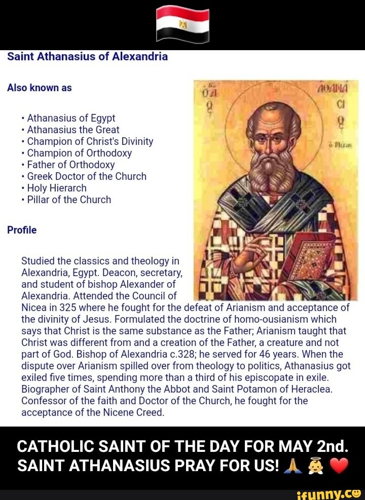 Saint Athanasius of Alexandria Also known as + Athanasius of Egypt ...