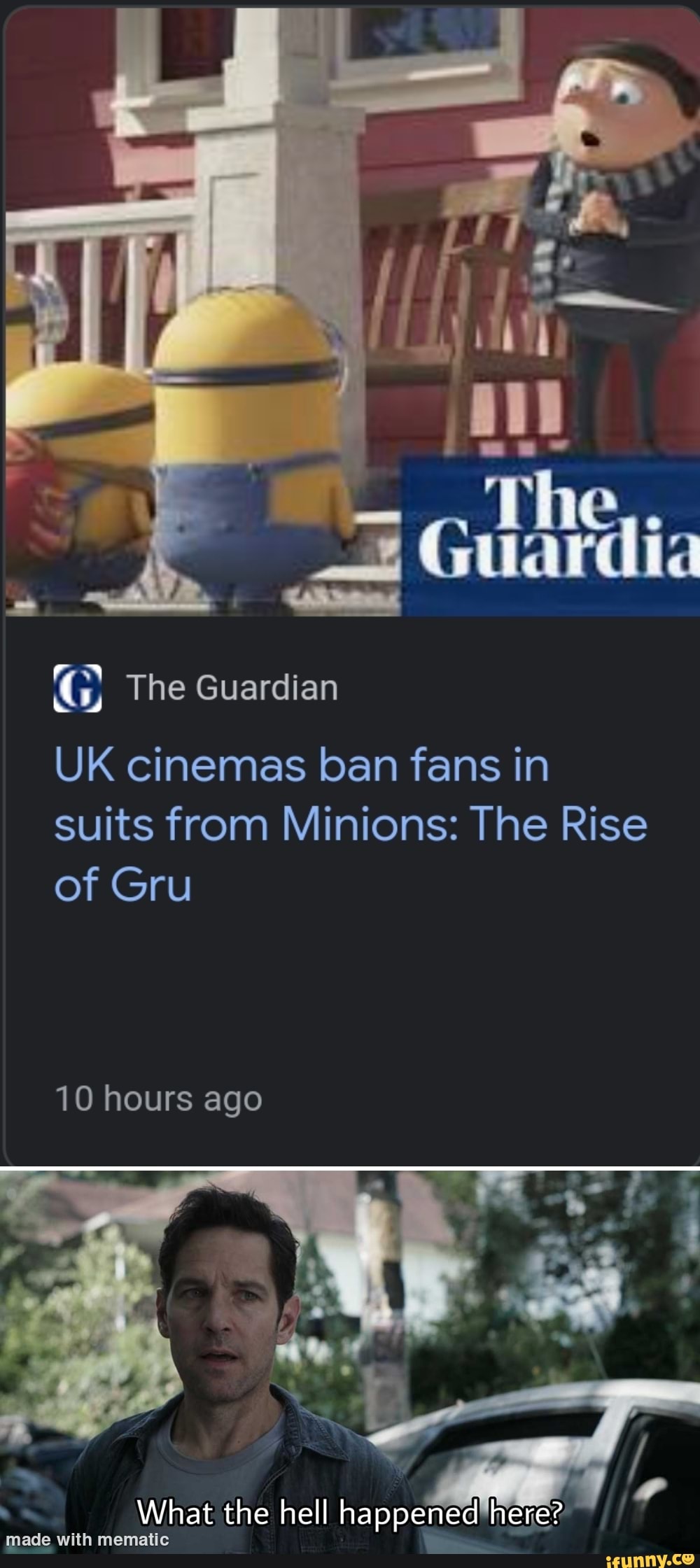 Tine G) The Guardian UK cinemas ban fans in suits from Minions: The ...