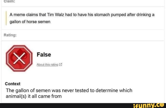 Clam: A meme claims that Tim Walz had to have his stomach pumped after ...