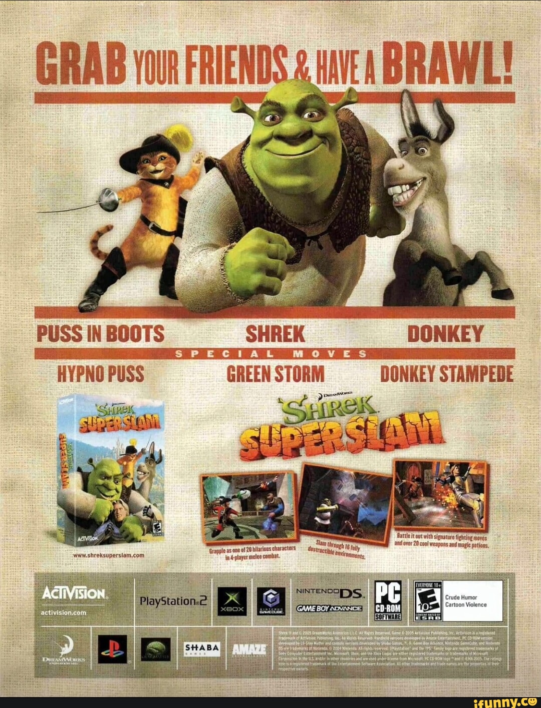 Shrek SuperSlam (GameCube,PS2,Xbox) - GRAB youn FRIENDS vE A BRAWL ...