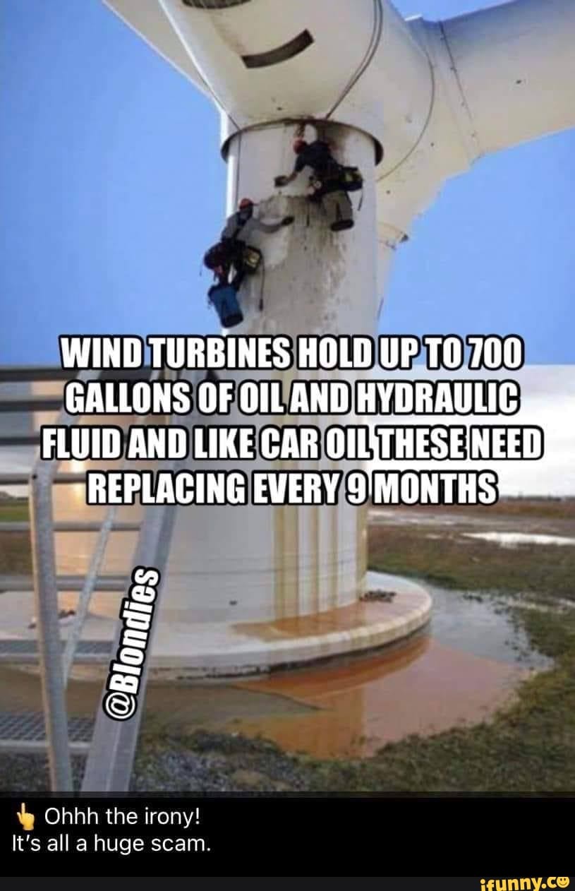 WIND TURBINES HOLD UP TO 700 GALLONS OF OIL AND HYDRAULIC FLUID AND ...