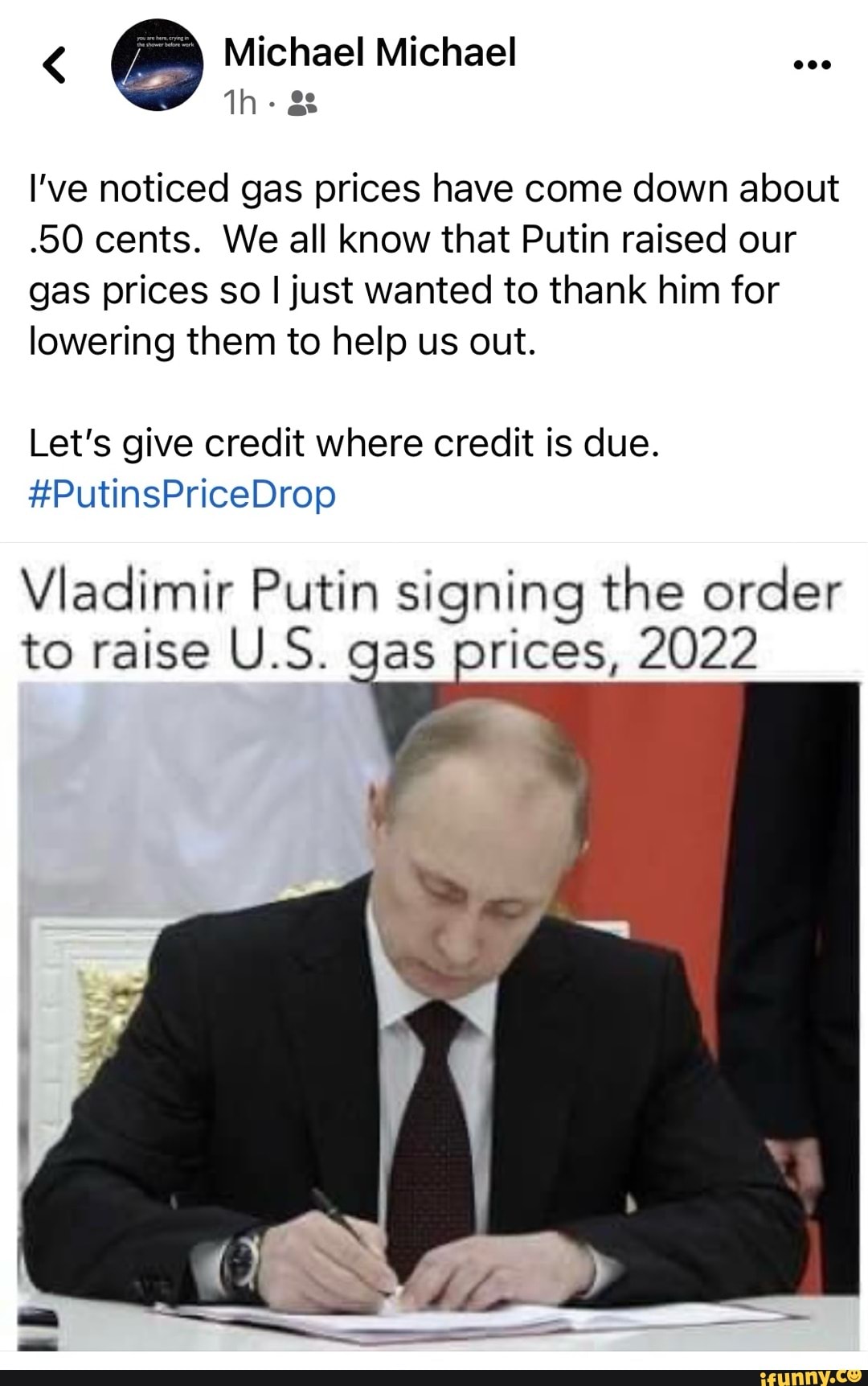 Michael Michael th- & I've noticed gas prices have come down about .50 ...