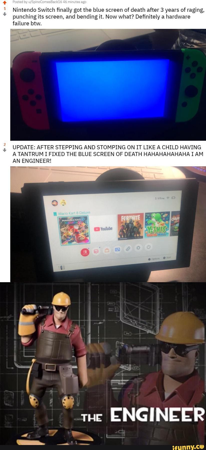 Nintendo Switch finally got the blue screen of death after 3 years of ...