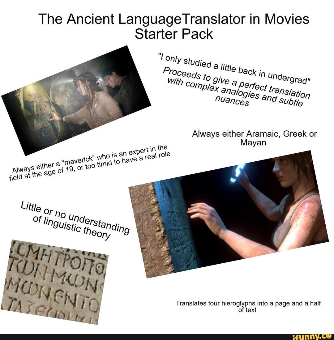 The Ancient Language Translator in Movies Starter Pack Only stug ...