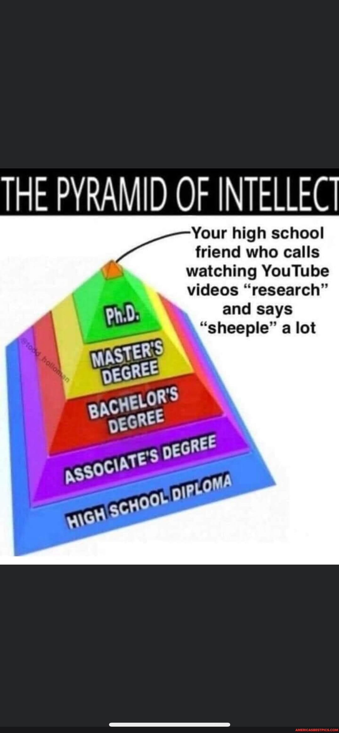 THE PYRAMID OF INTELLECI Your high school friend who calls watching ...