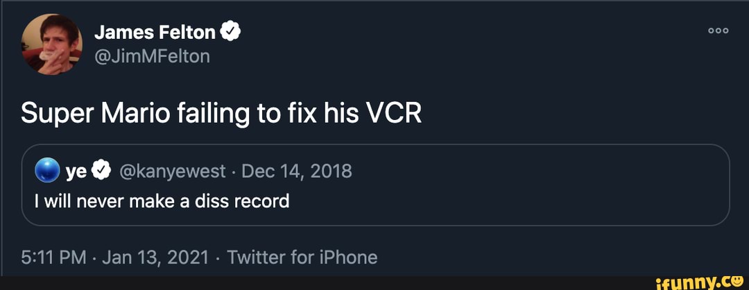 James Felton @JimMFelton Super Mario failing to fix his VCR ye ...