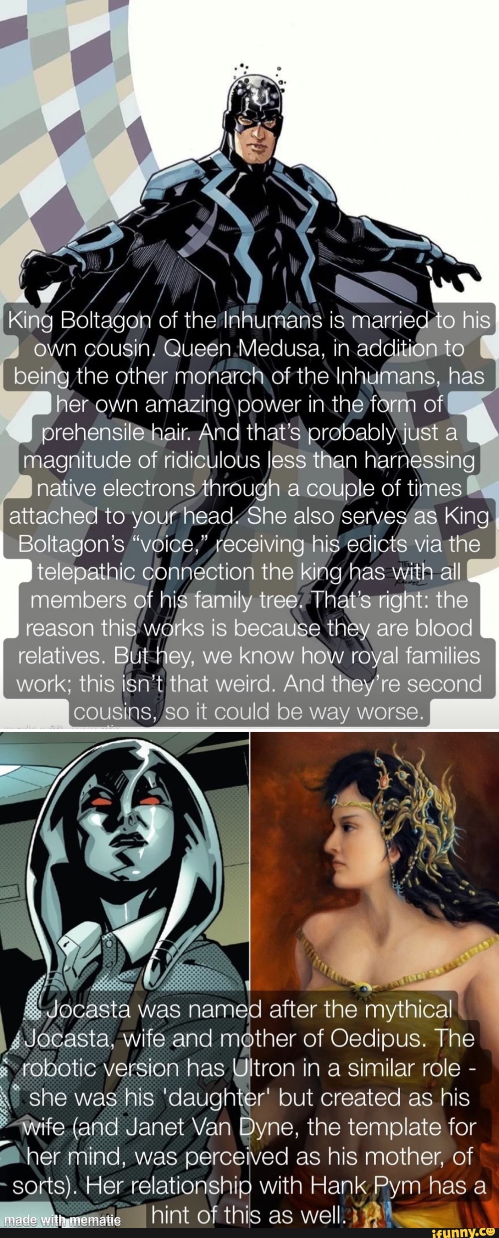 King Boltagon of the Innumans is married to his own cousin. Queen ...