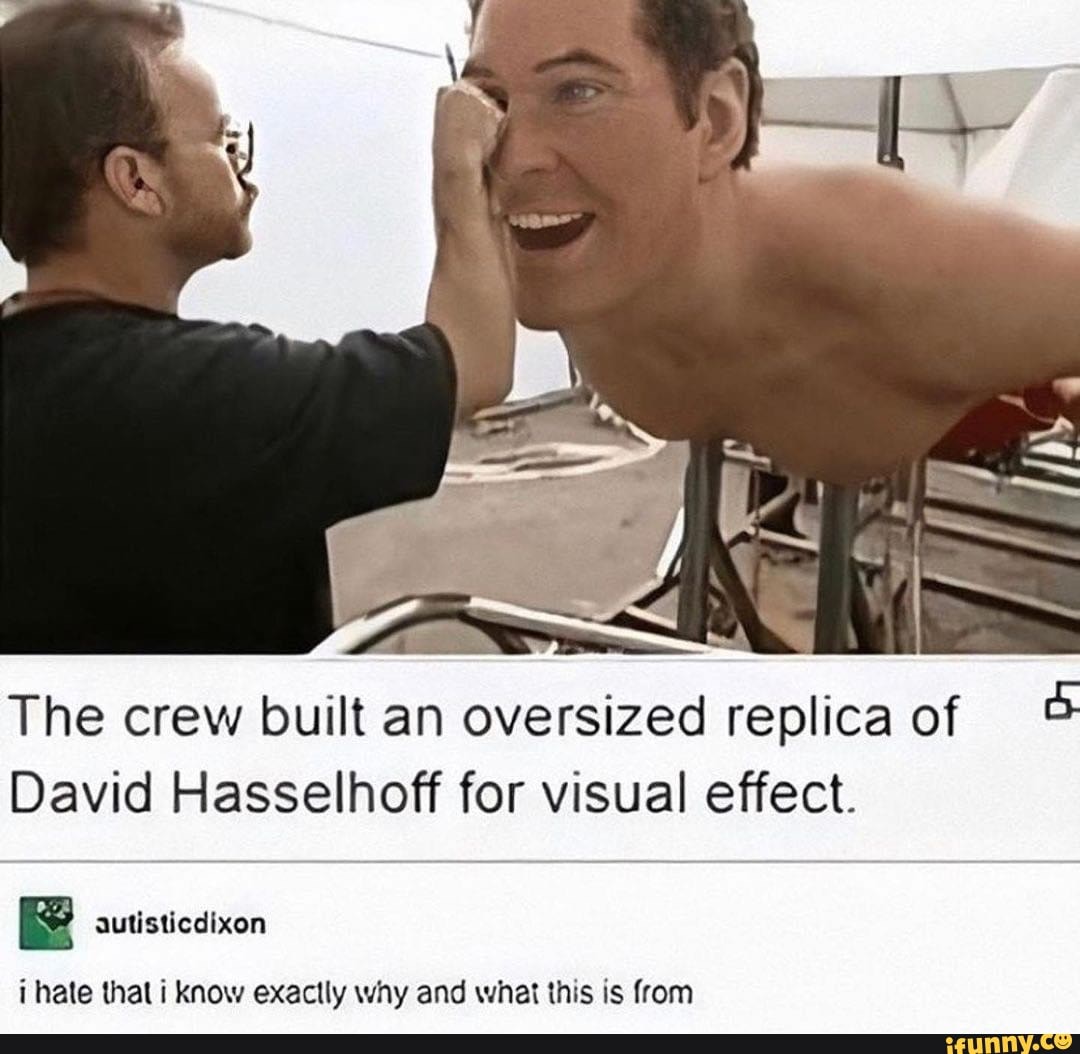 The crew built an oversized replica of David Hasselhoff for visual ...
