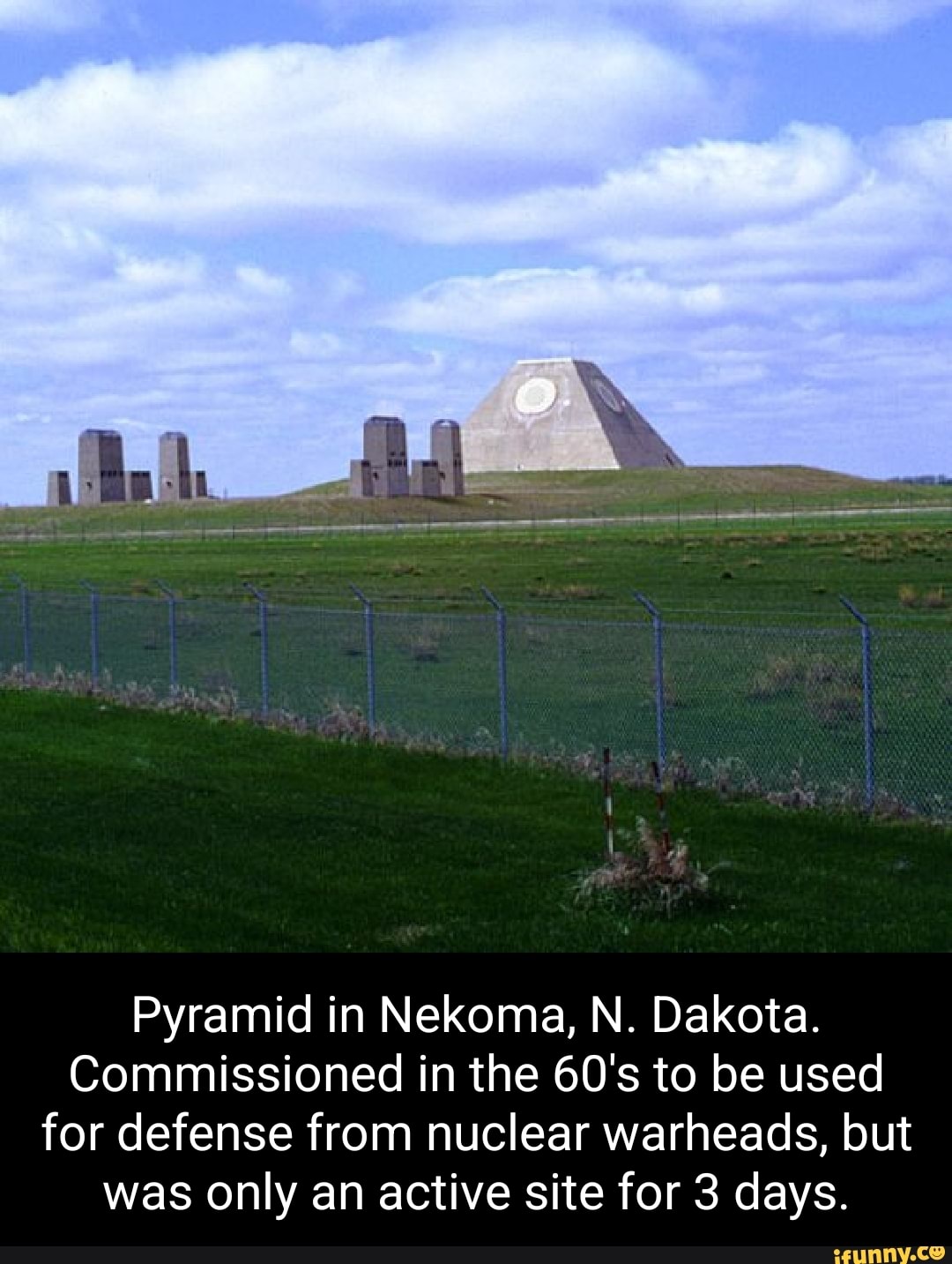 Pyramid in Nekoma, N. Dakota. Commissioned in the 60's to be used for ...