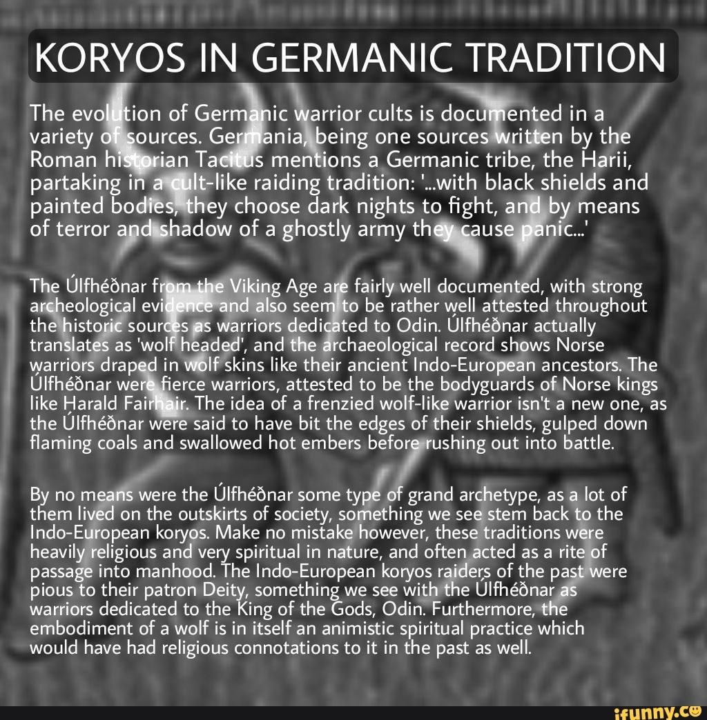 KORYOS IN GERMANIC TRADITION The evolution of Germanic warrior cults is ...