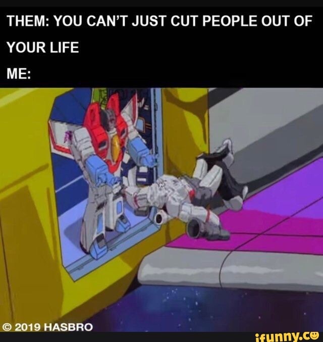 THEM: YOU CAN’T JUST CUT PEOPLE OUT OF YOUR LIFE - iFunny