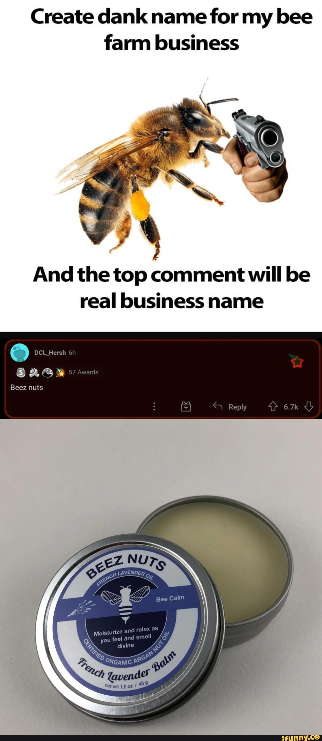 Create dank name for my bee farm business And the top comment will be ...