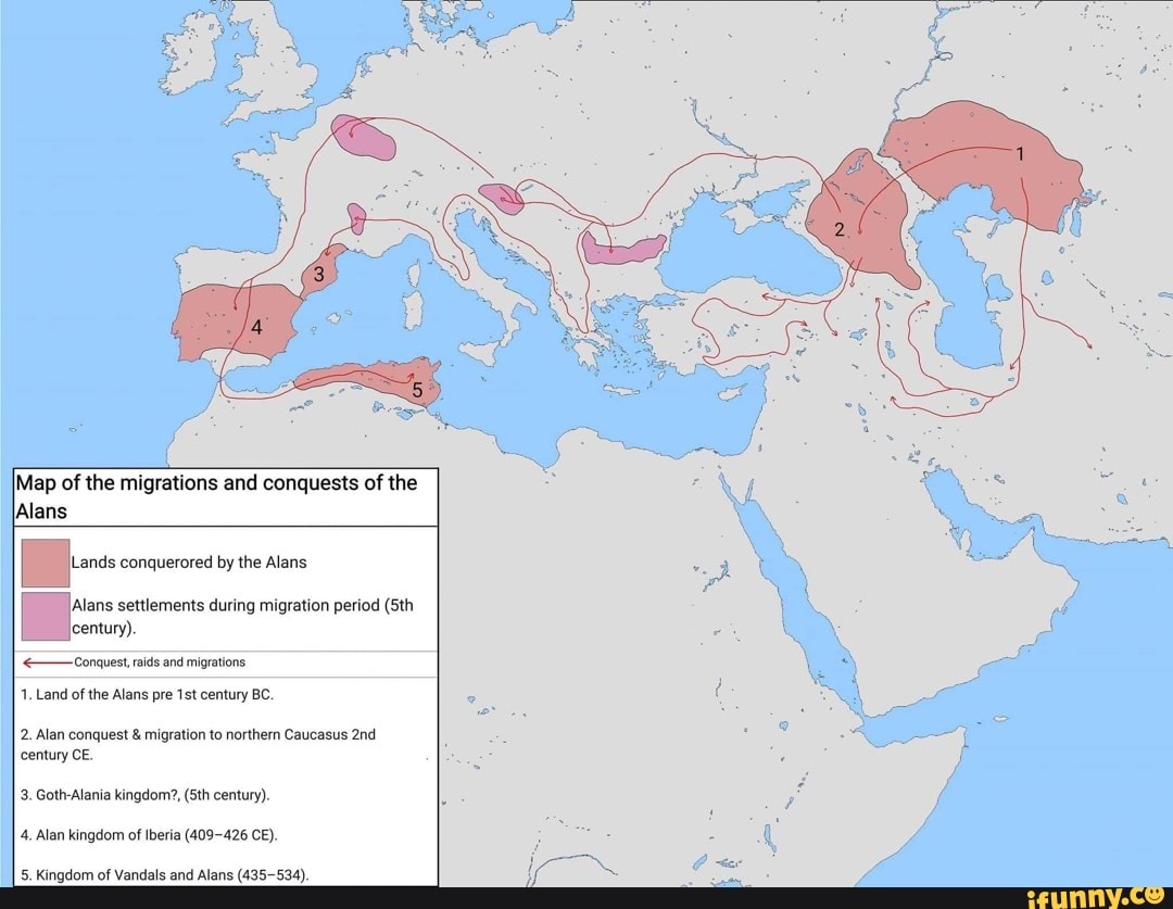 Map of the migrations and conquests of the IAlans conquerored by the ...