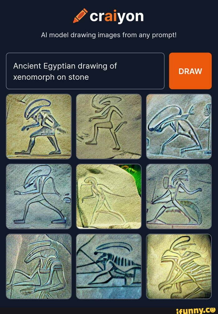 Craiyon Al model drawing images from any prompt! DRAW Ancient Egyptian ...