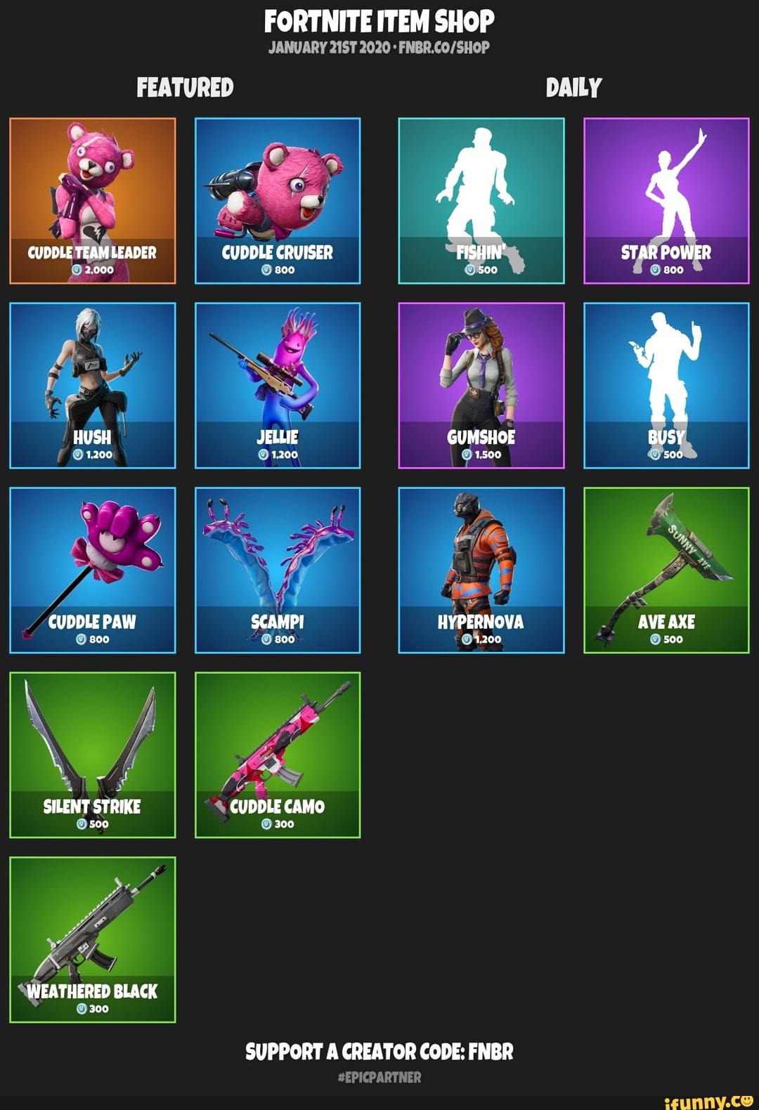 FORTNITE ITEM SHOP JANUARY 21ST 2020: FNBR.CO/SHOP SUPPORT A CREATOR ...